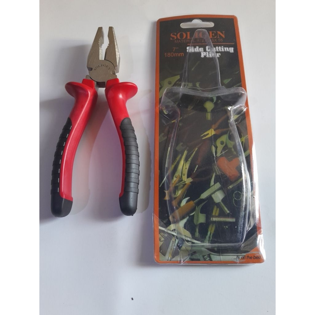 Jual SOLIGEN Tang Kombinasi 7 inch / Side Cutting SOLIGEN Gagang Karet ...