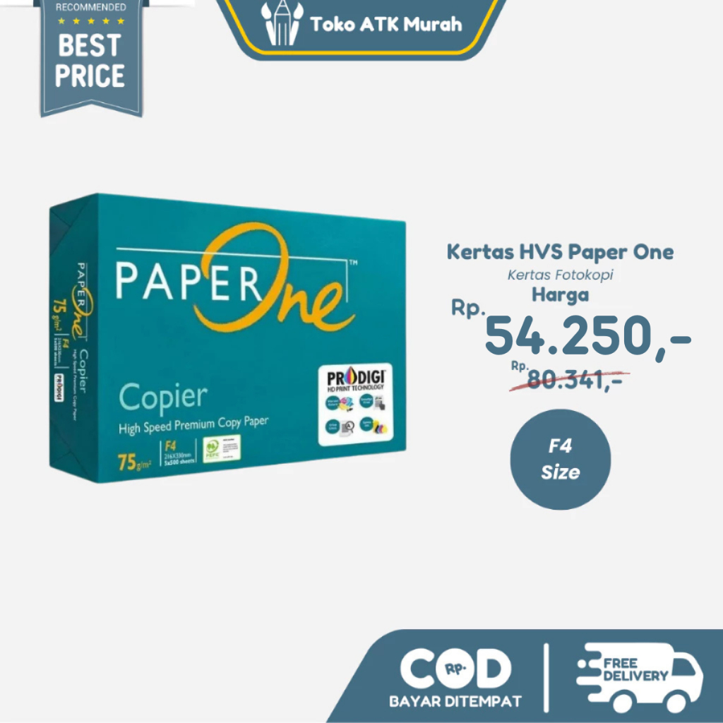Jual Kertas HVS F4 75 Gsm Paper One ( 1 Rim Isi 500 Lembar ) - Kertas ...