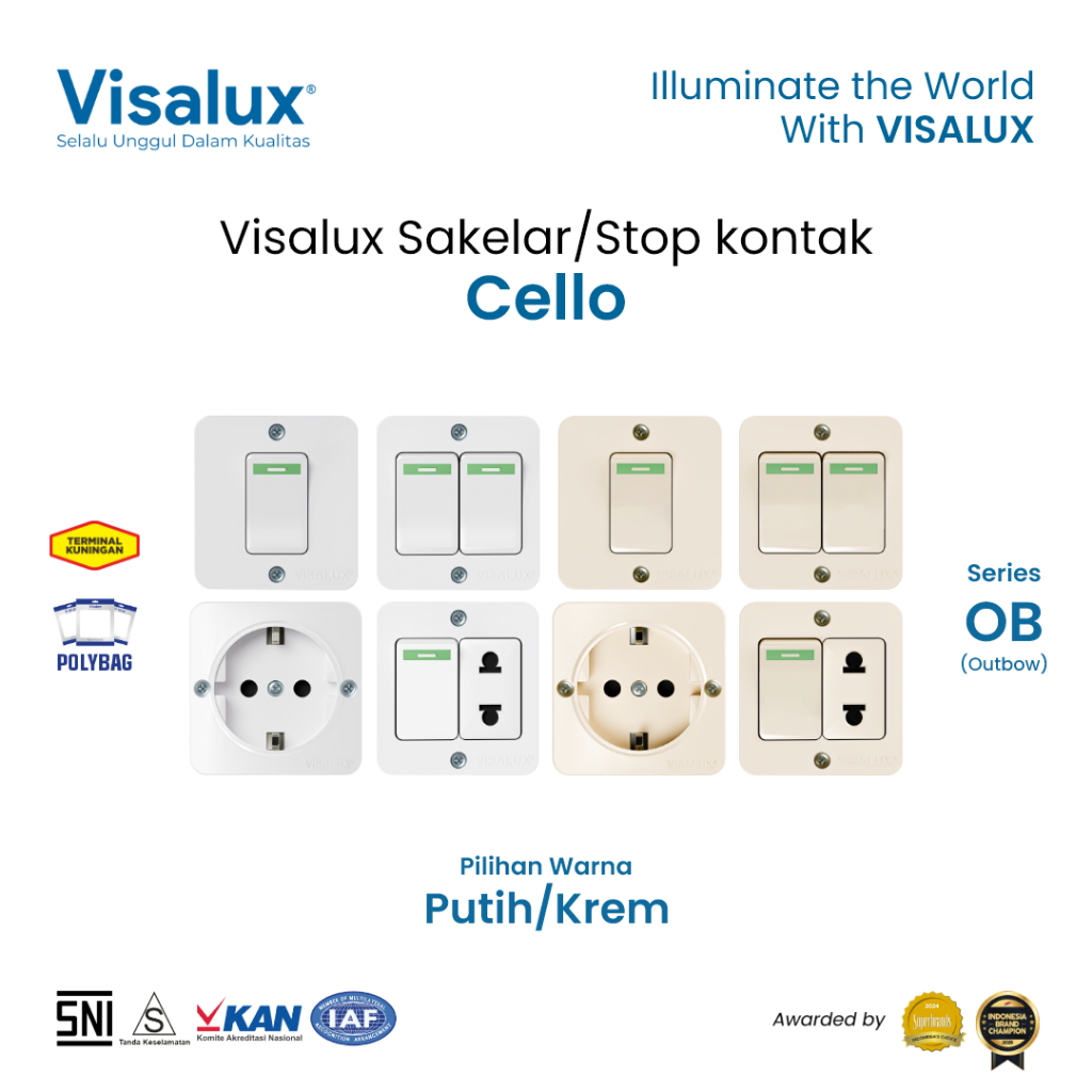 Jual Visalux Saklar Engkel Seri Cello Outbow Warna Putih / Cream - 1G ...