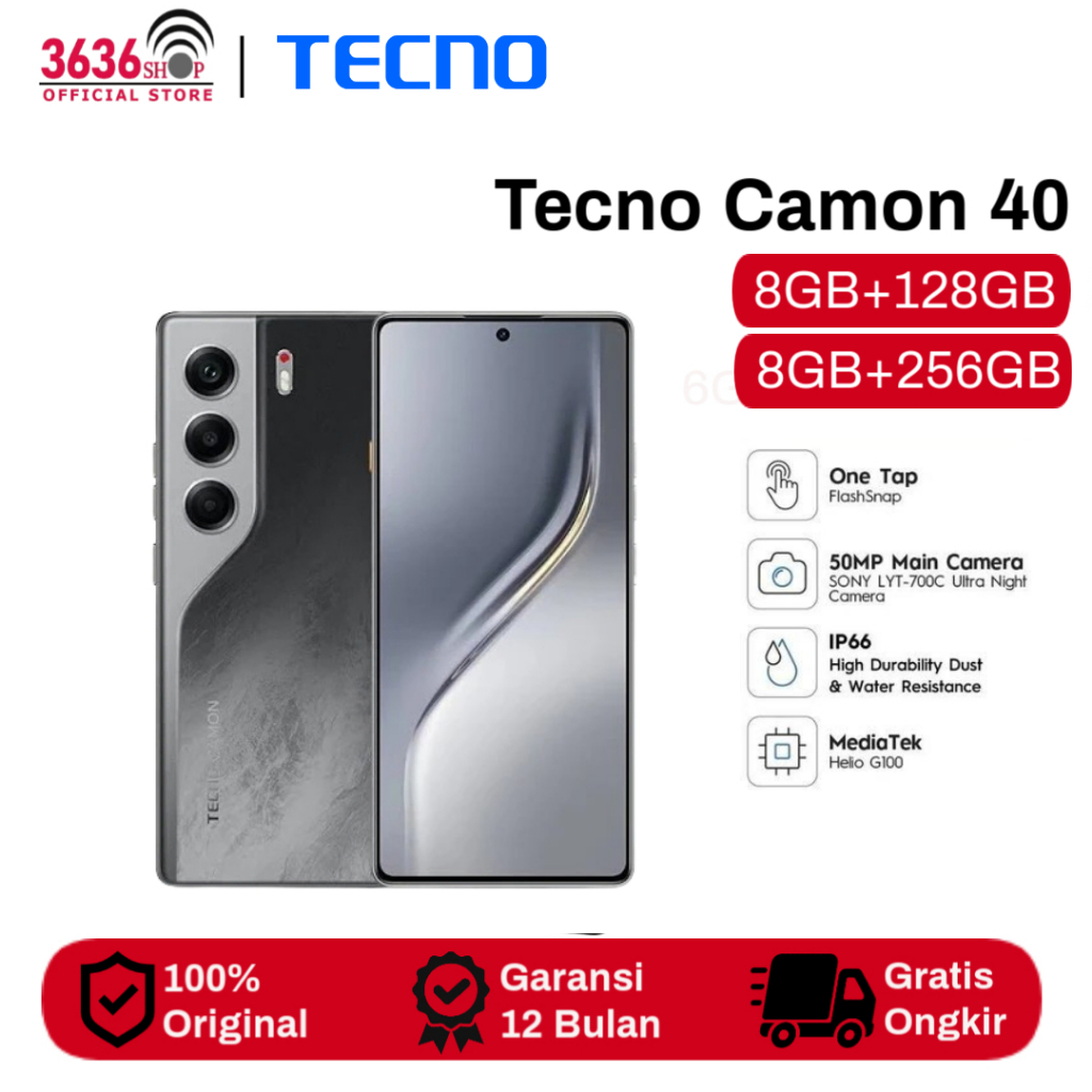 Jual Tecno Camon 40 8GB/128GB | 8GB/256GB - Helio G100 AMOLED Display ...