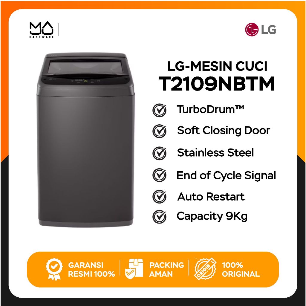 Jual LG Mesin Cuci 9kg Top Loading - 6 Washing Programs - Tinted Glass ...