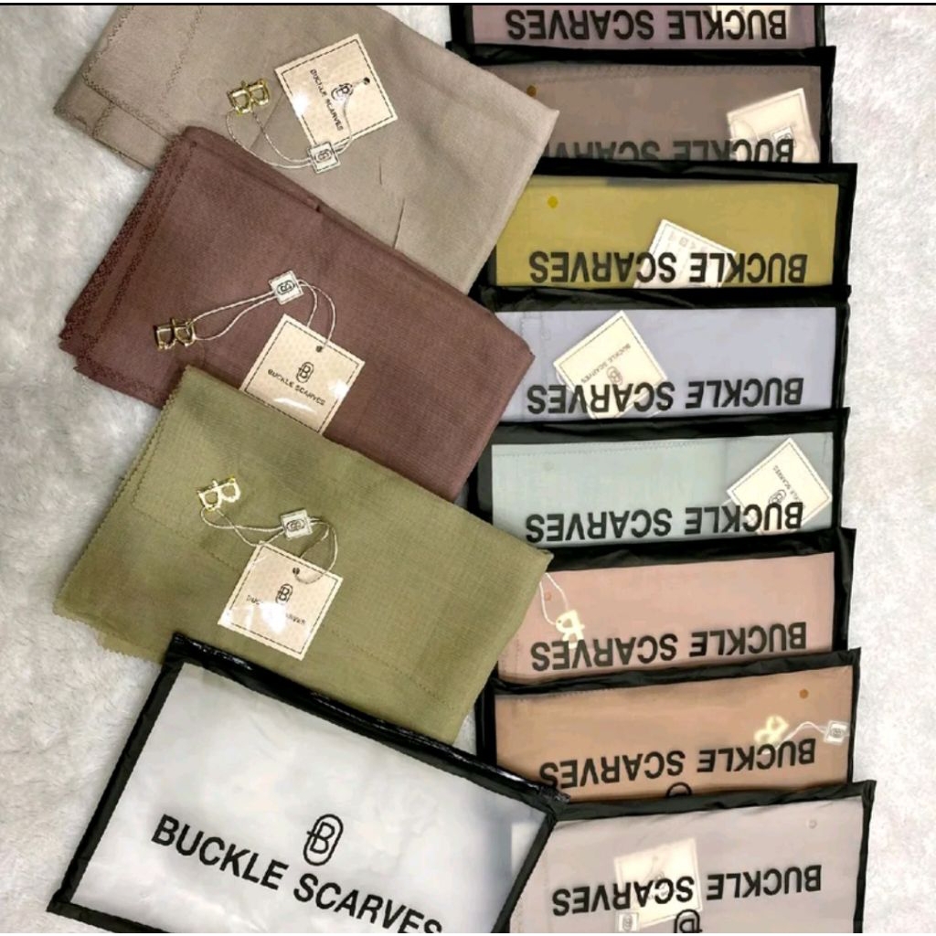 Jual BISA COD (FREE POUCH) Hijab Segiempat Buckle Scarves Polos Paris ...
