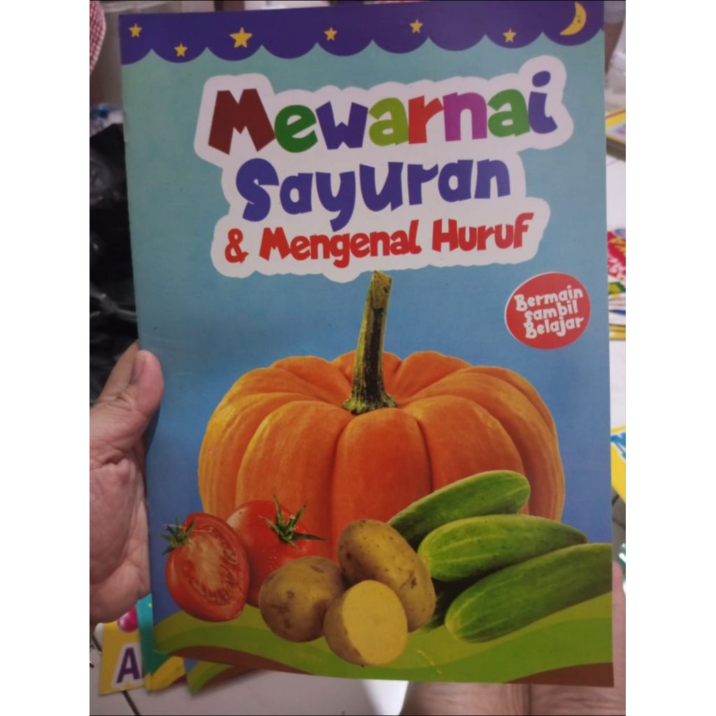 Jual Buku paud TK mewarnai sayuran mengenal huruf dan Mewarnai belajar ...