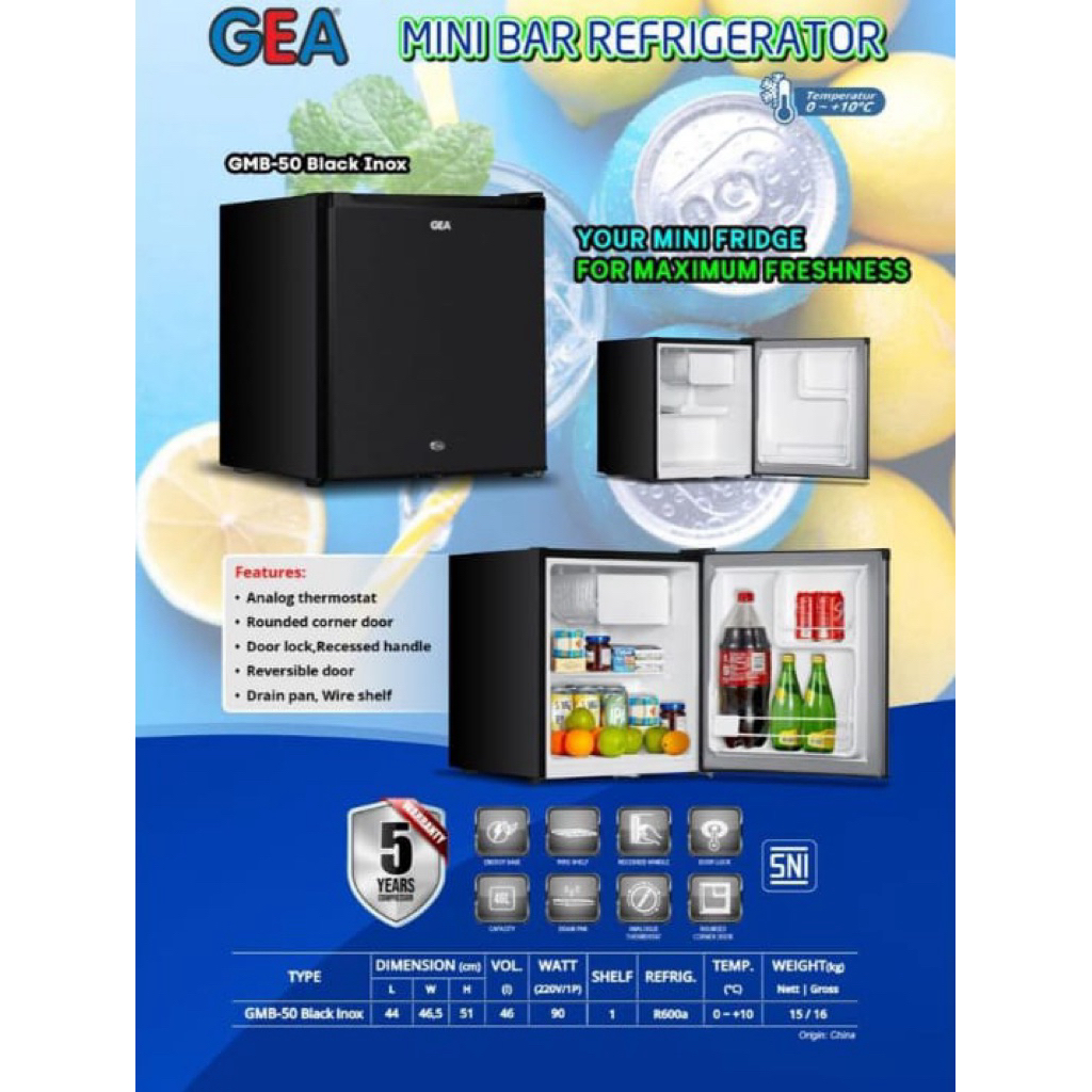 Jual Kulkas GEA minibar 46 ltr Black Inox GMB-50 / GMB 50 (Black inox ...