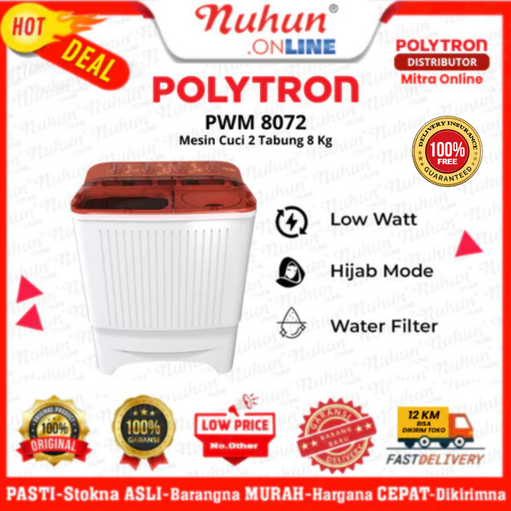 Jual Polytron Mesin Cuci 2 Tabung PWM 8072 Kapasitas 8 Kg | Shopee ...