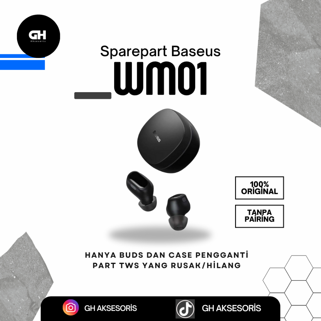 Jual Spareparts Baseus bowie Wm01 Buds 2nd (Buds 1 pasang/ Case aja ...