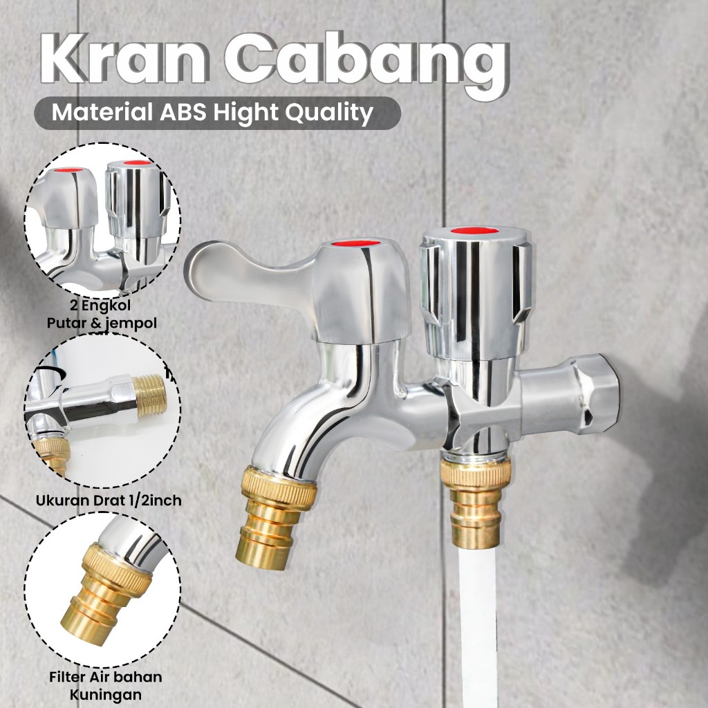 Jual Homeneeds Kran Cabang Keran Shower Kran Double Tancap Tembok ...