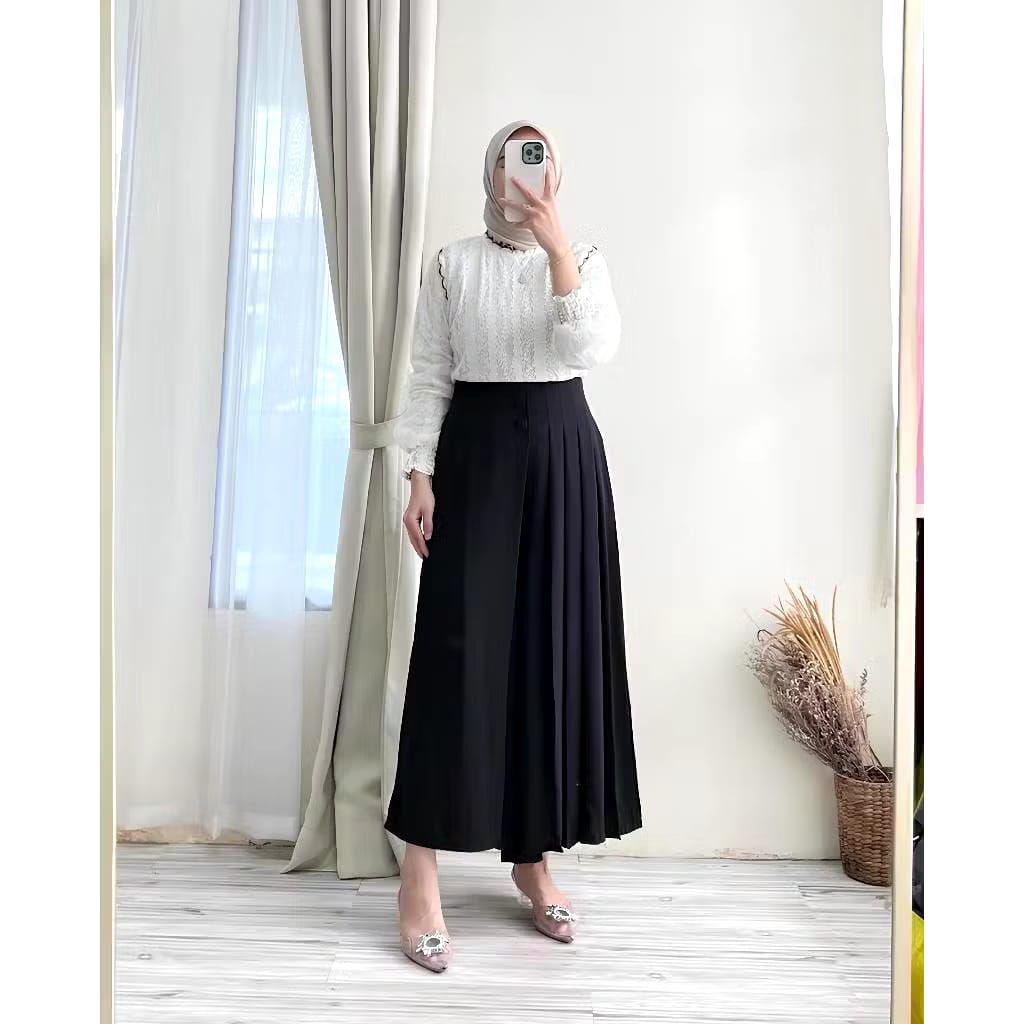 Jual Husna Pleats Rok Kulot Wanita Premium, Celana Rok Kulot Panjang ...