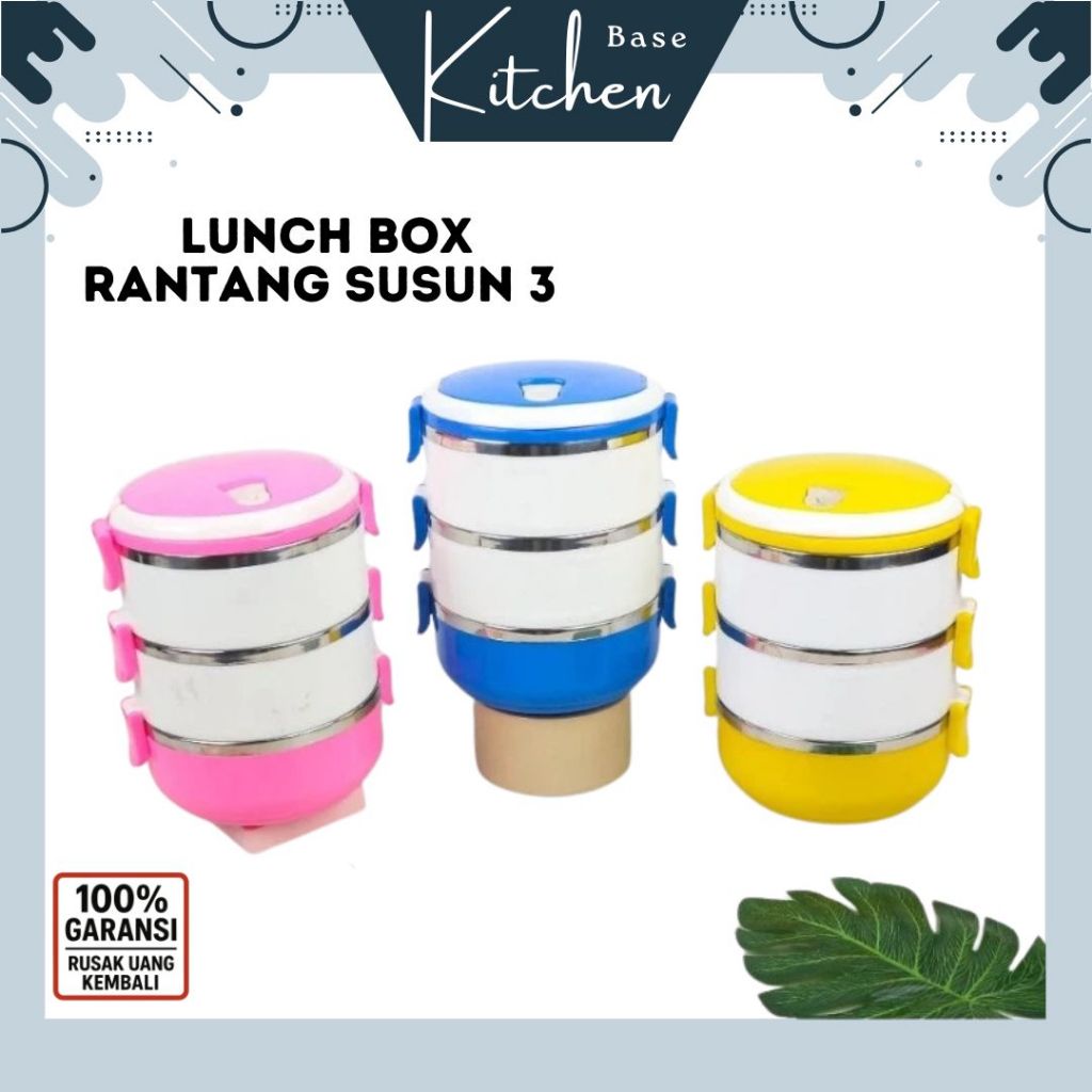 Jual Lunch Box Rantang Susun Polos 3 Susun Wadah Tempat Makanan 3 Layer ...