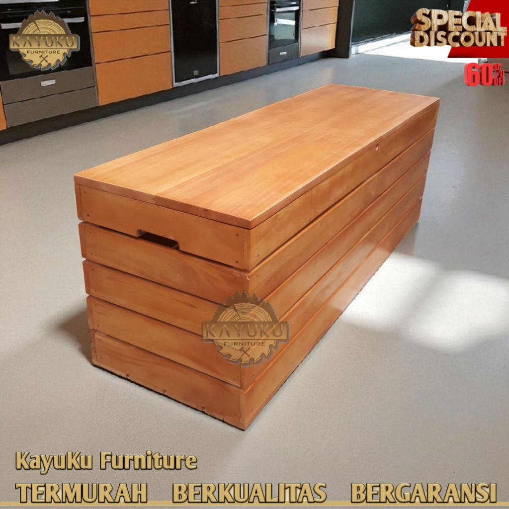 Jual TERMURAH Wooden Crate Storage Box Model Tutup Full Kayu 110 x 40 x ...
