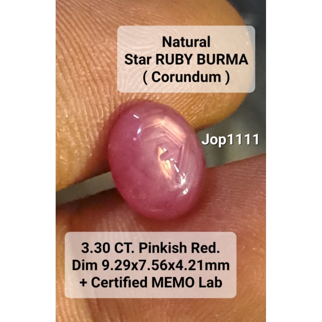 Jual Natural Star RUBY BURMA MYANMAR 3.30 CT HQ + Certified MEMO Lab ...