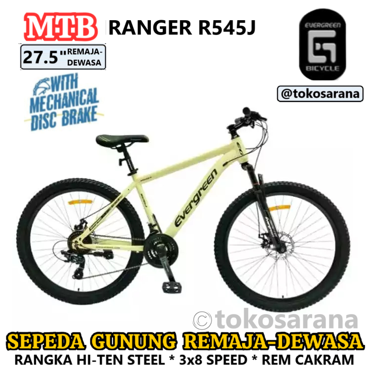 Jual Sepeda Gunung Evergreen EG545H Ranger MTB Steel 27.5 Inci 3x8 ...