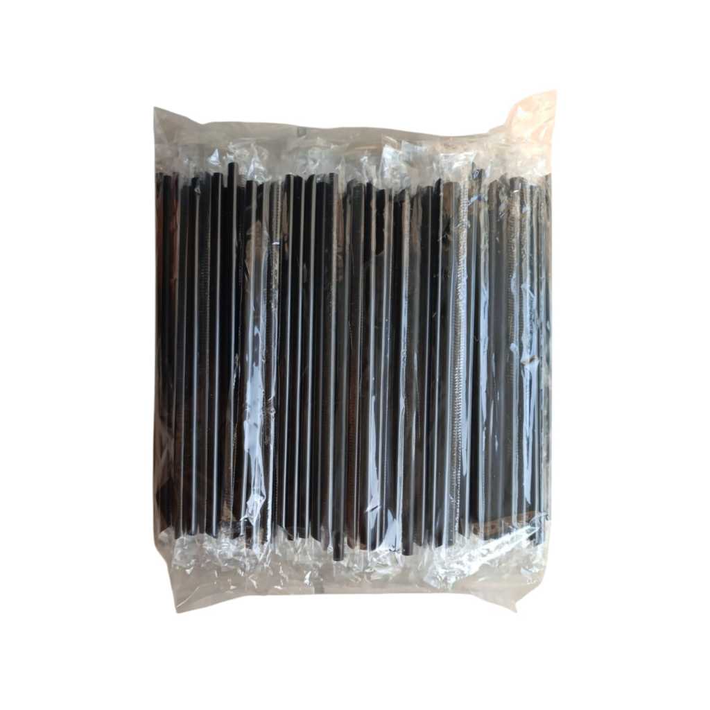 Jual 250 PCS Sedotan Plastik Steril Higienis 6mmx20cm Hitam Ujung ...