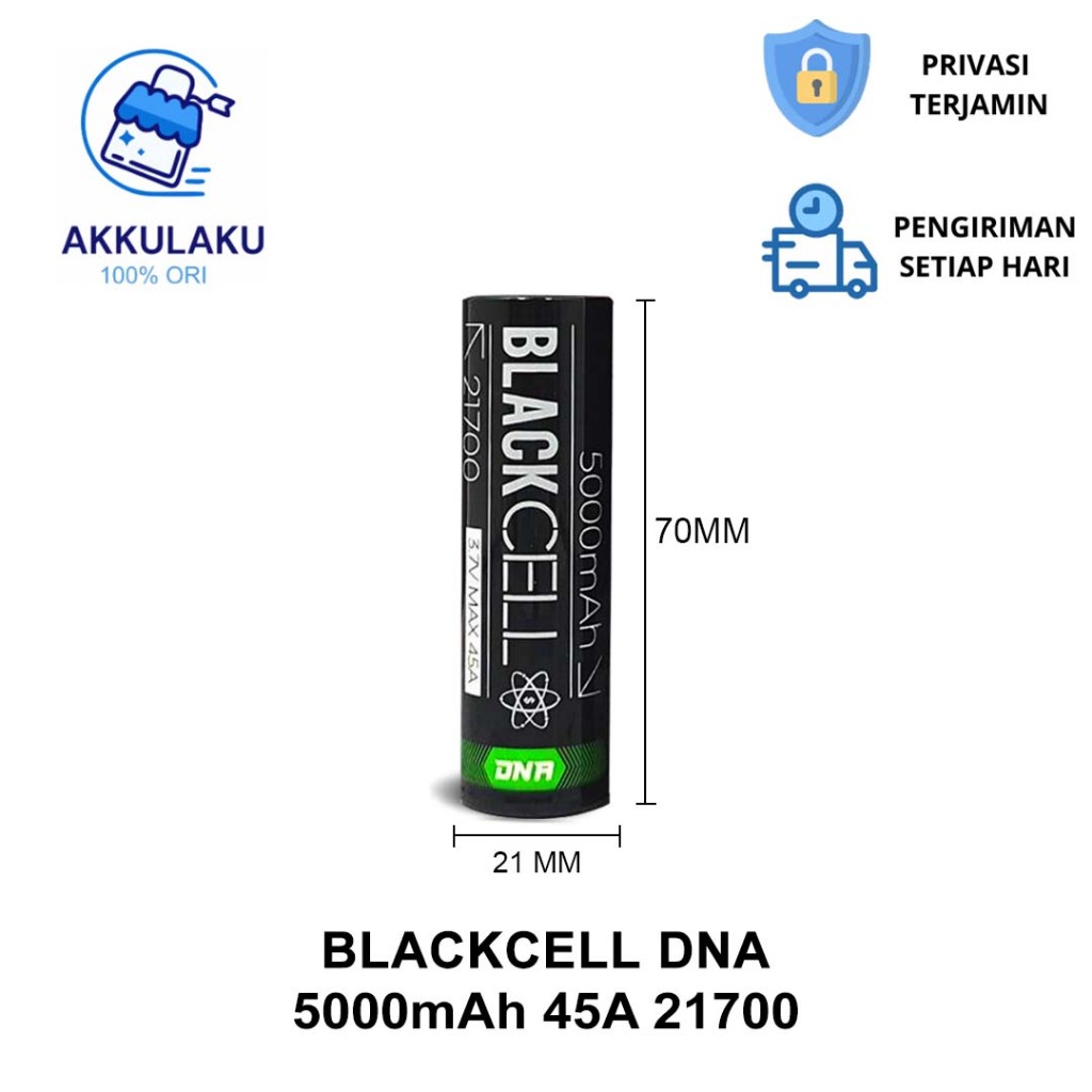 Jual (Authentic) Baterai Blackcell DNA 5000 mAh INR 21700 45A - Battery ...