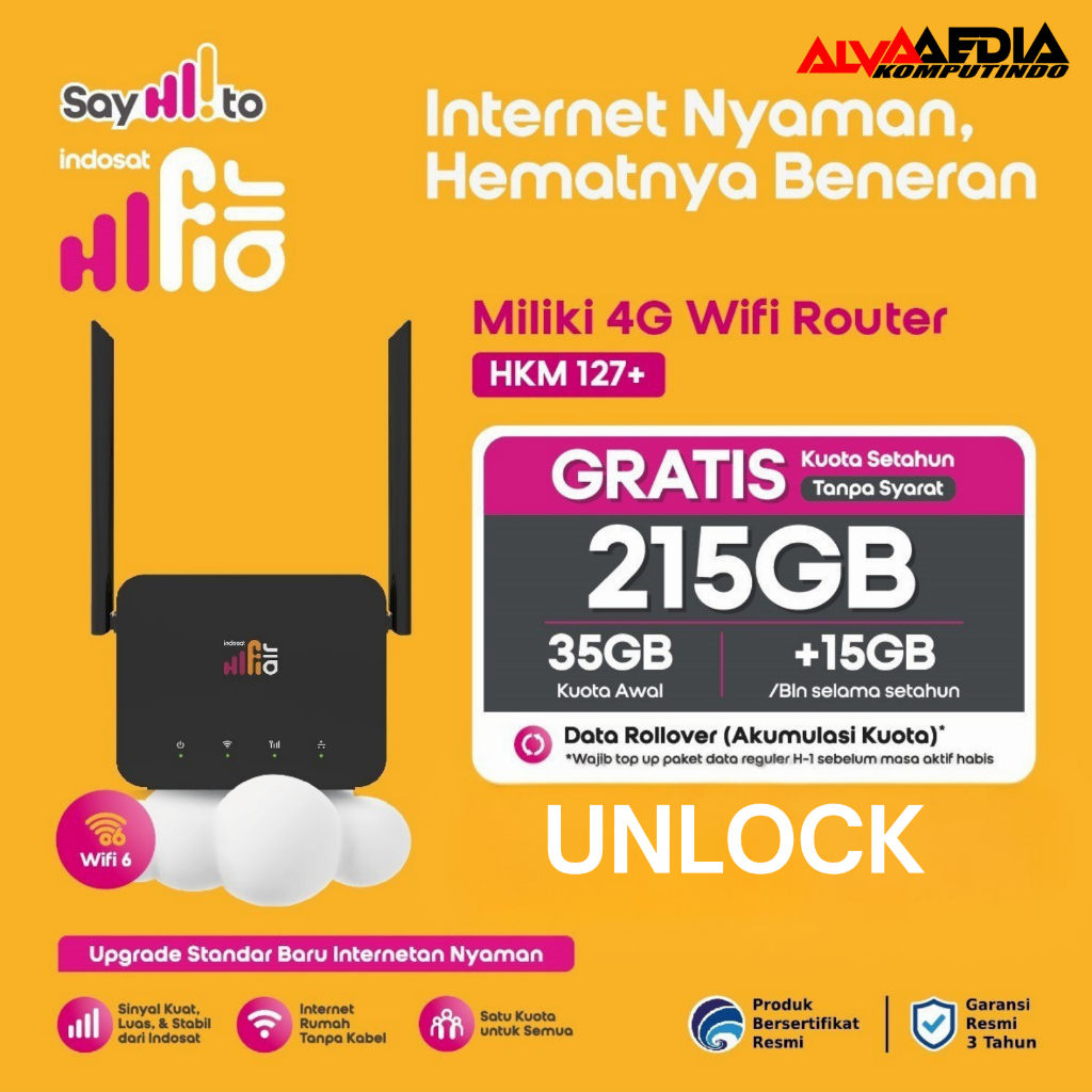 Jual Modem UNLOCK Indosat HiFi Air HKM0127+ Wifi Modem 215gb 4G HOME ...