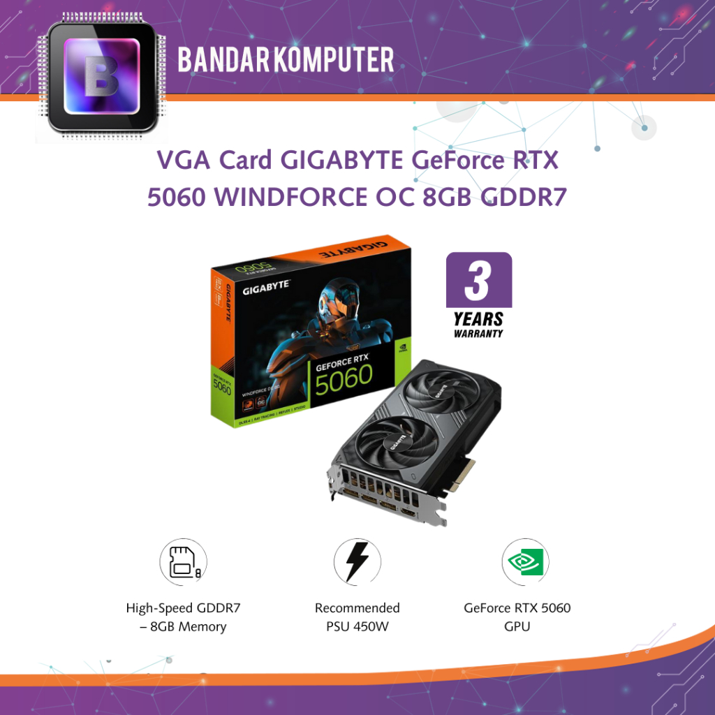 Jual VGA Card GIGABYTE GeForce RTX 5060 WINDFORCE OC 8GB GDDR7 | Shopee ...