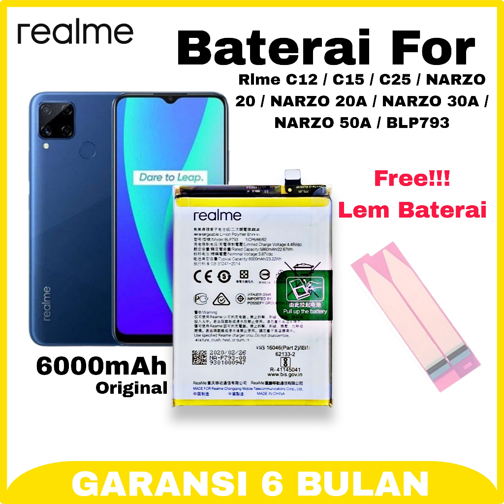 Jual BATERAI BATRAI HP REALME C12 C15 C25 C25S NARZO 20 NARZO 20A NARZO ...