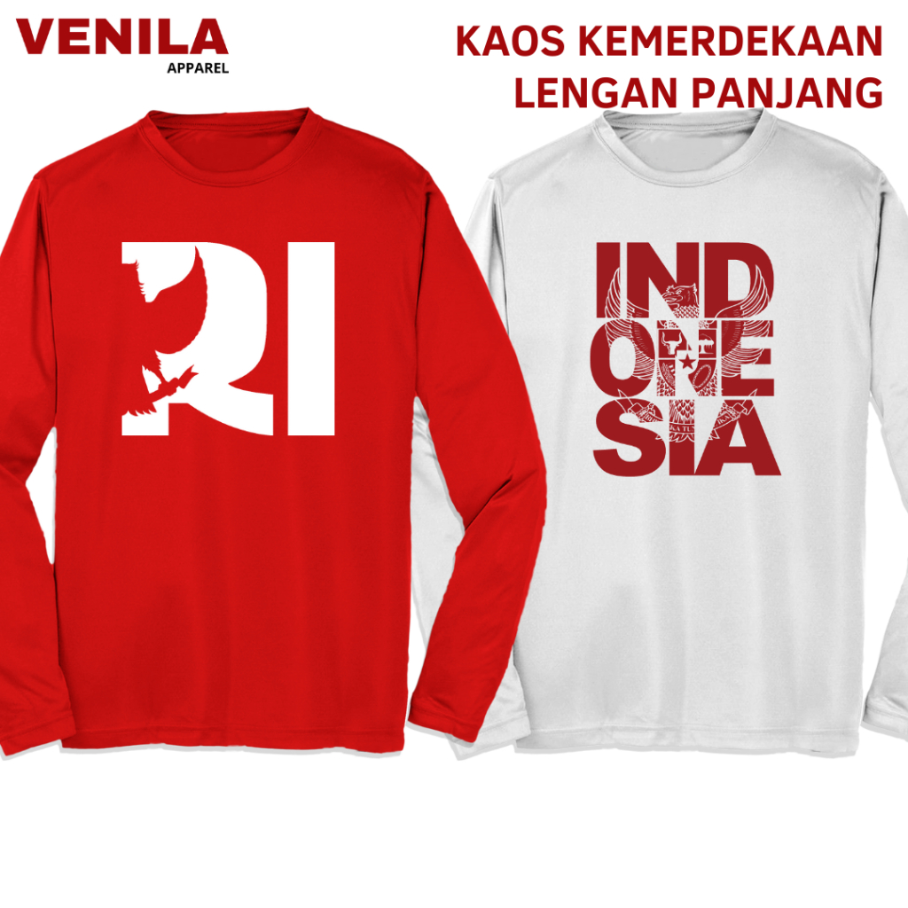 Jual Baju Kemerdekaan Lengan Panjang 2025 HUT RI 80 Kaos Agustusan Indonesia Merah Putih Jumbo ...