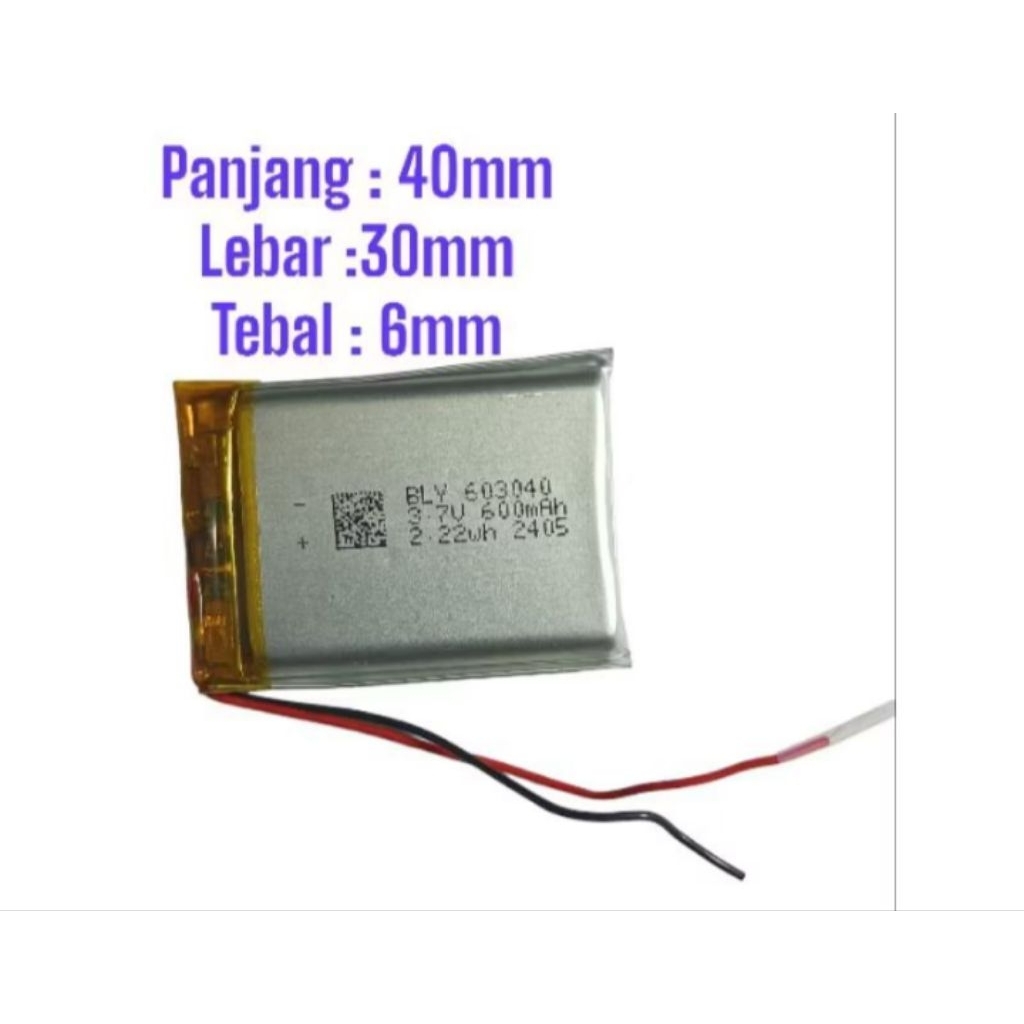 Jual 3.7V 600Mah 603040 batre Li-ion LiPo baterai litium polimer Li-Po ...
