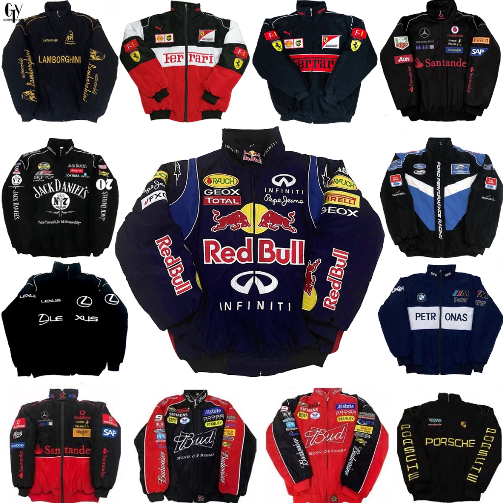 Jual JAKET RACING BORDIR Retro Sport Ferrari F1 Red Bull Pria Unisex ...
