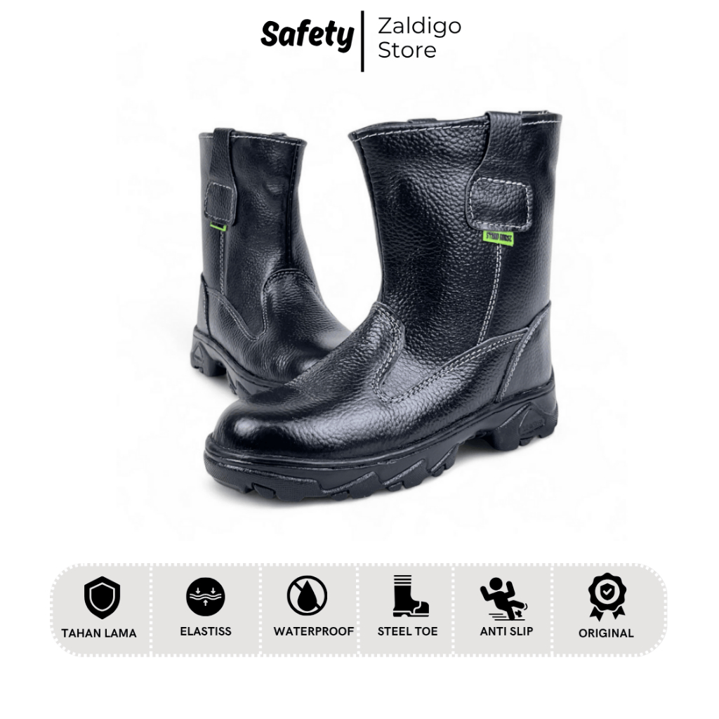 Jual Zaldigo Sepatu Kerja Proyek Safety Ujung Besi Kulit Asli Original ...