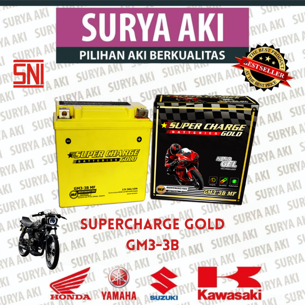Jual AKI KERING SUPERCHARGE GOLD GM3-3B AKI MOTOR SATRIA HIU NINJA 150 NSR 150 | Shopee Indonesia