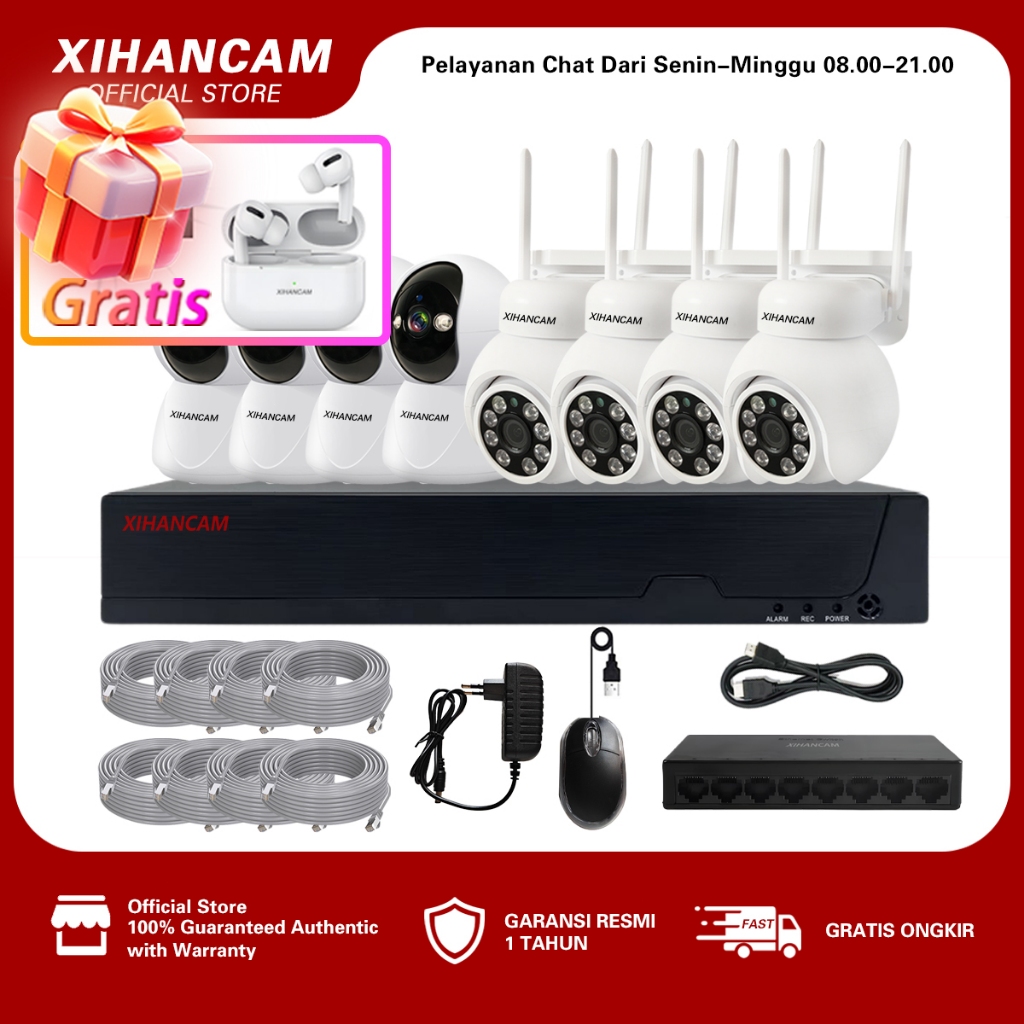 Jual XIHANCAM Paket CCTV 8 Channel 8 Kamera Full HD 1080P Komplit ...