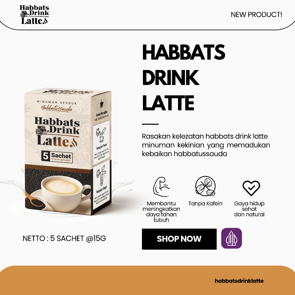 Jual Habbat Drink Latte Minuman Herbal Habbatussauda Rendah Gula Aman ...