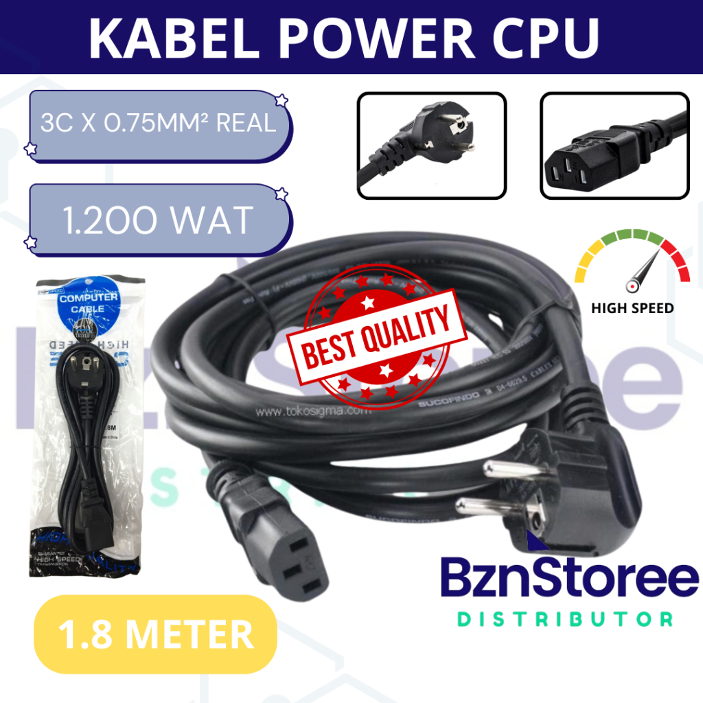 Jual KABEL POWER MONITOR MURNI 1.8 Meter (Plastik Biru )/KABEL POWER ...