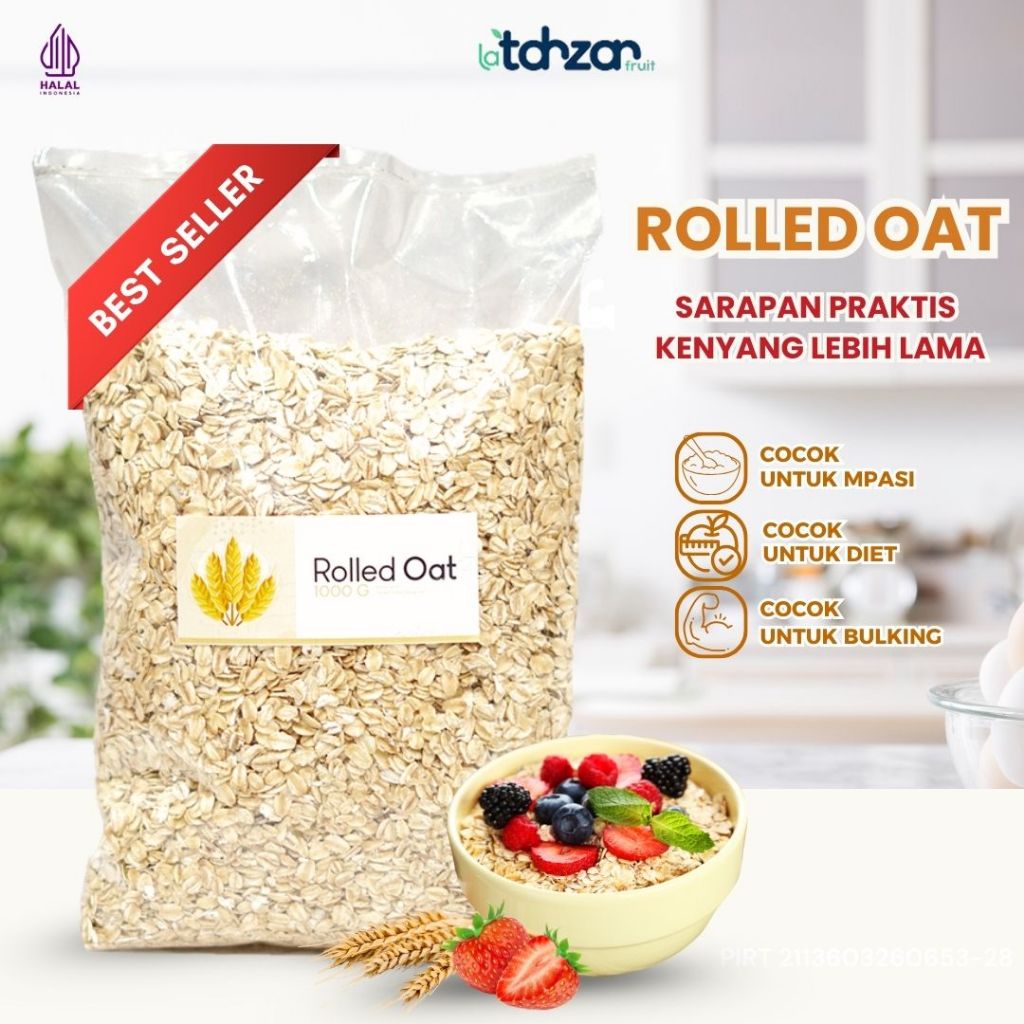 Jual Rolled Oat 1 Kg Sereal Gandum Utuh Makanan Sehat MPASI Diet atau ...