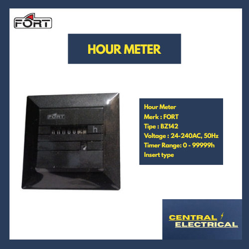 Jual FORT Hour Meter 24-240AC, 50Hz, insert type Merk Fort Tipe BZ142 ...