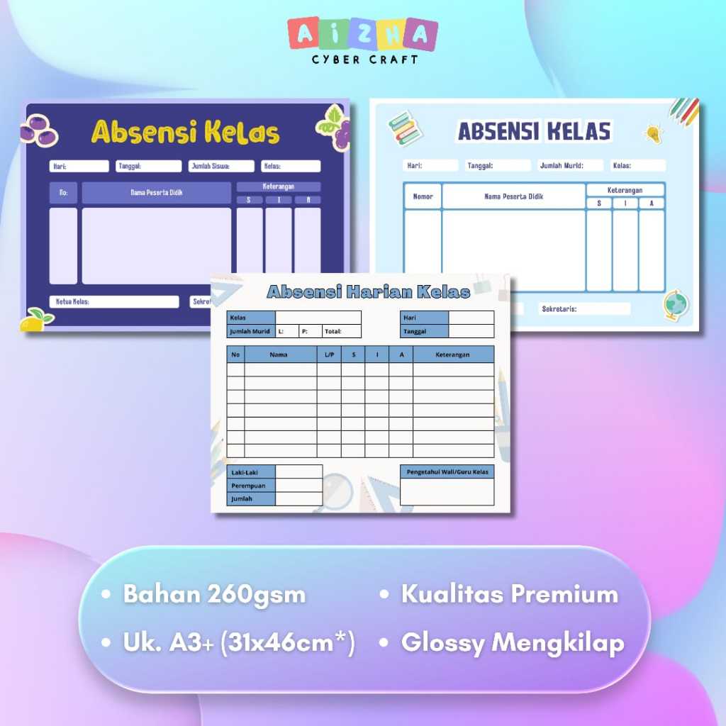 Jual Poster Absensi Kelas Harian, Poster Edukasi Laminasi A3 | Shopee ...