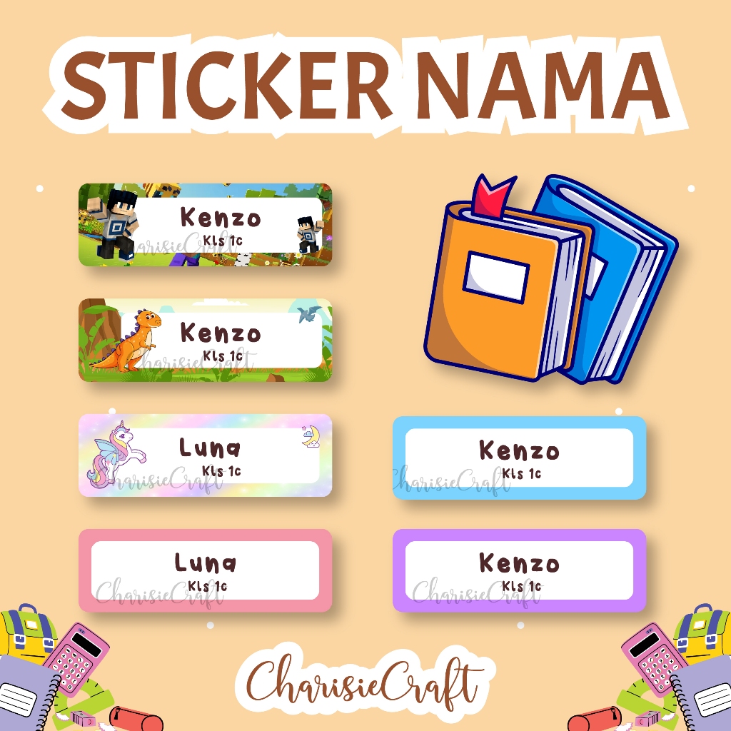 Jual label nama kelas nama kelas anak sticker nama kelas sticker buku ...