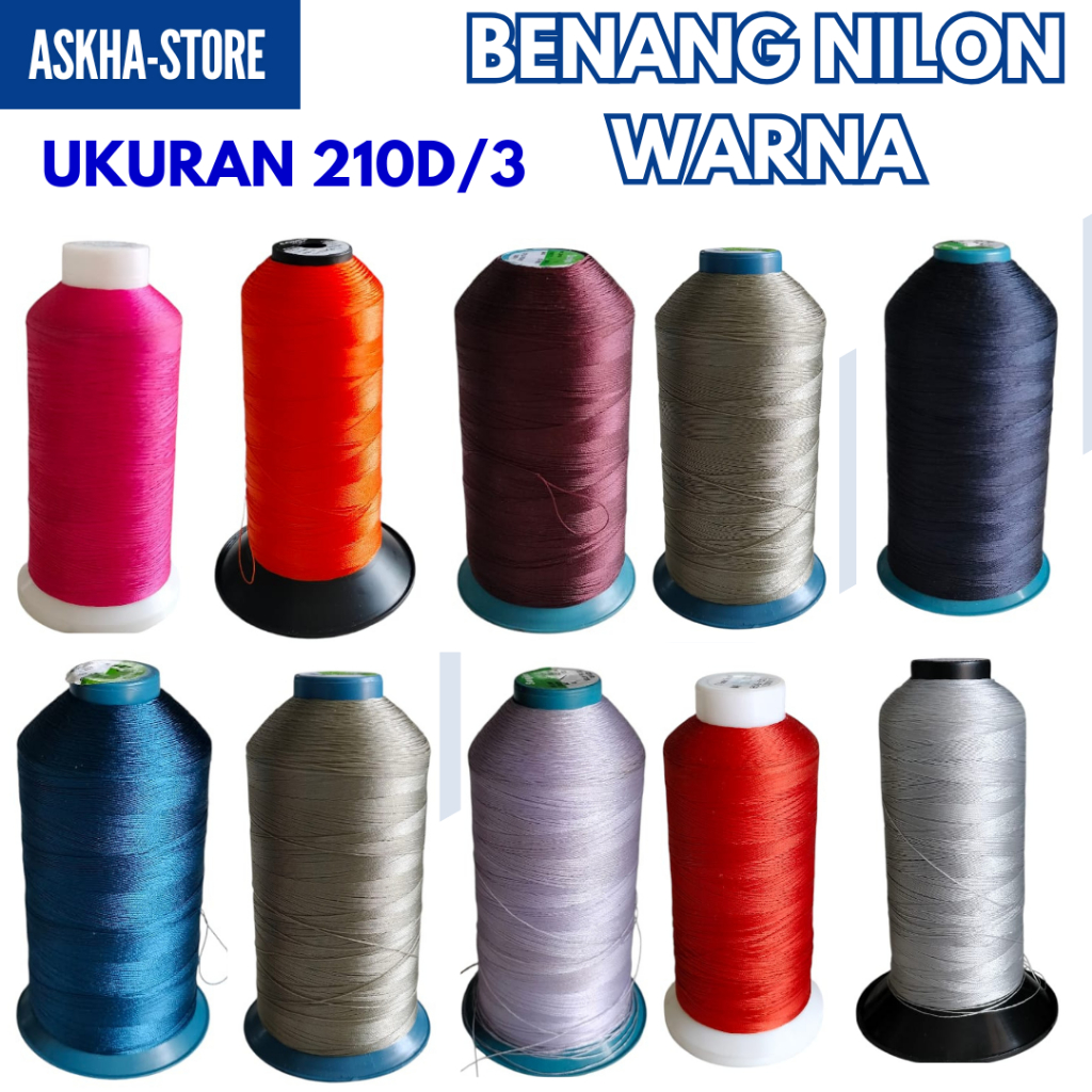 Jual benang warna bahan nilon / benang jahit ukuran 210/3-040 panjang ...