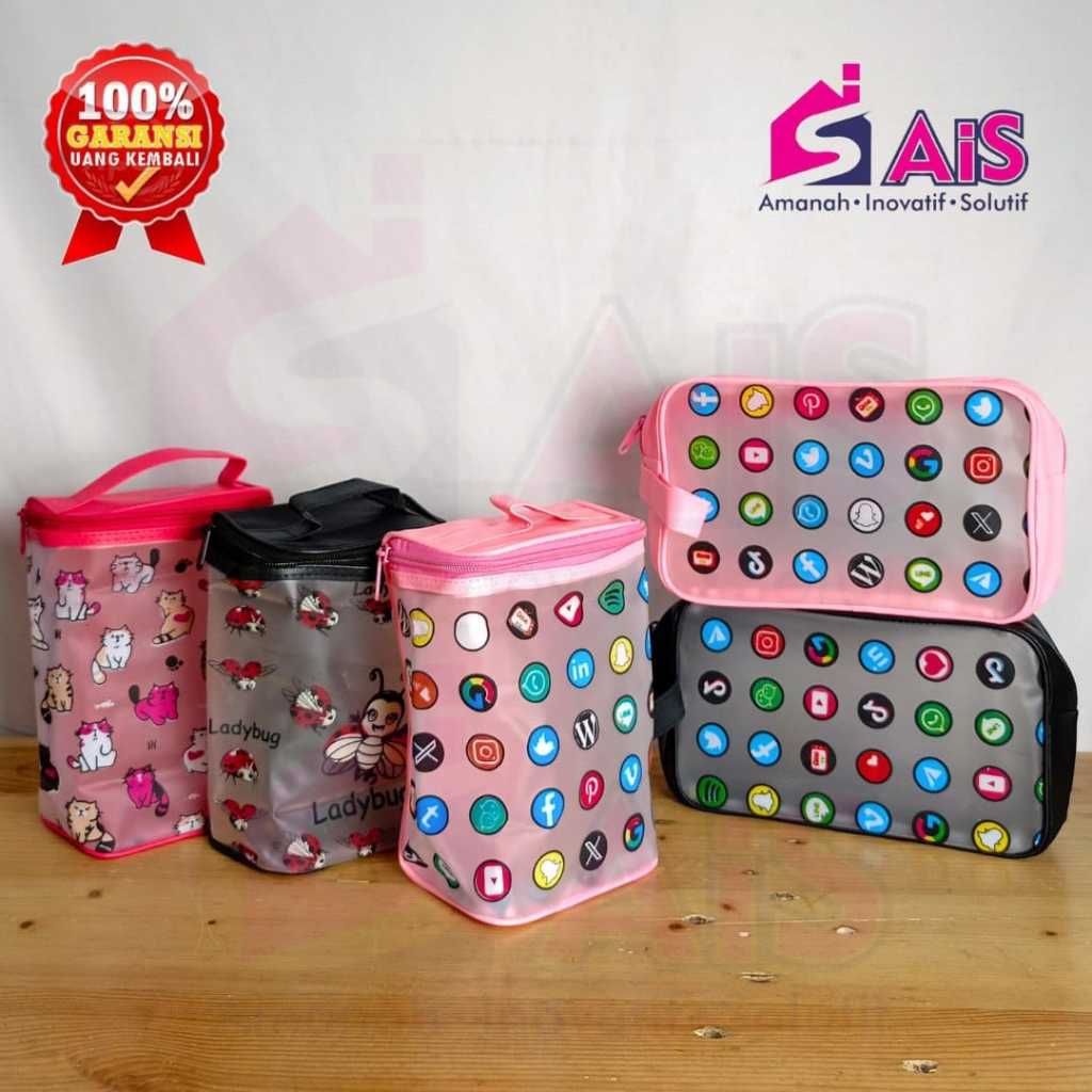 Jual TAS KOSMETIK KARAKTER TRANSPARAN TAS KOTAK TINGGI SALJU POUCH ...