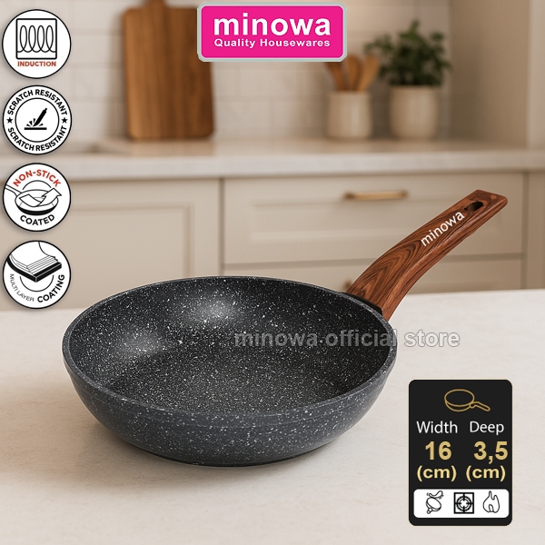 Jual Minowa Panci / Wajan / Teflon Marble Tumis Fry Pan 16, 18, 20, 22, 24, 26, 28 MB Series ...