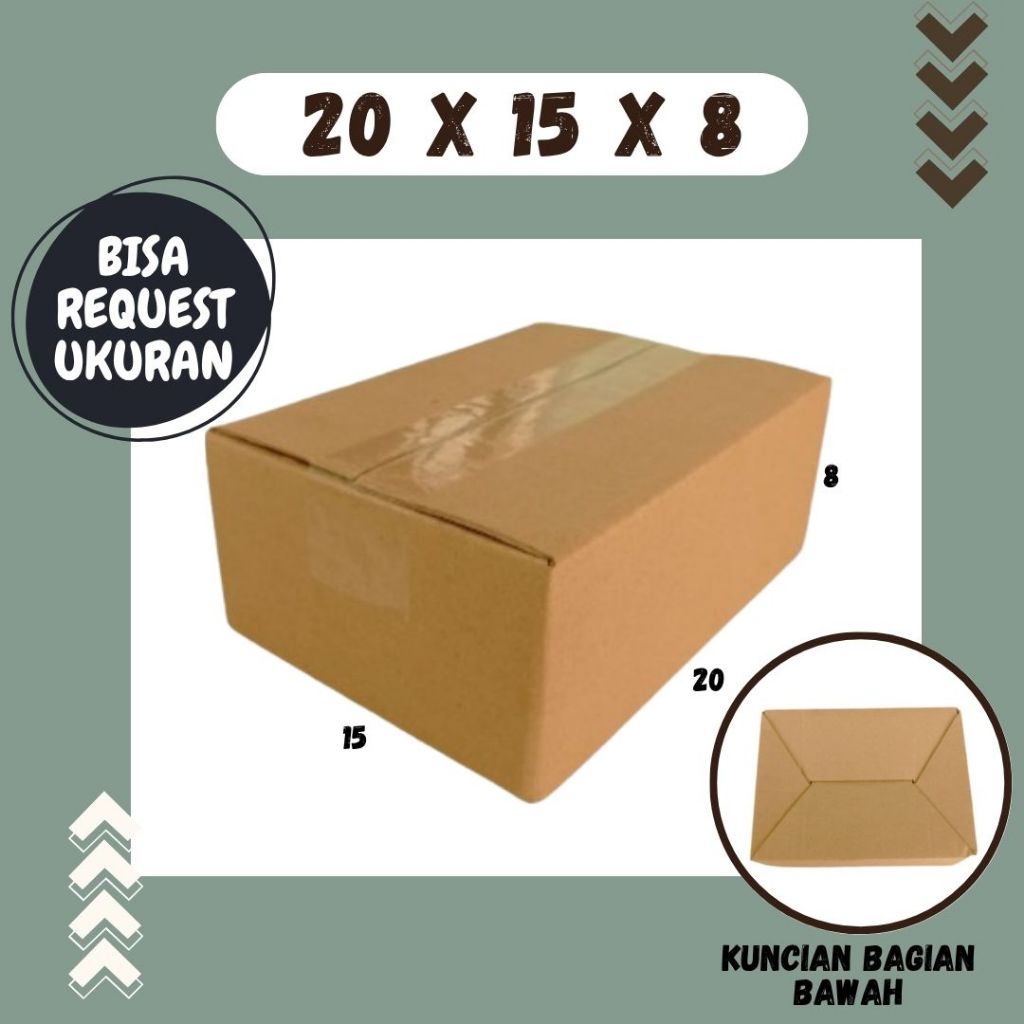 Jual Kardus 20x15x8 Box A0 Packing Karton Dus Kotak Kemasan kosmetik ...