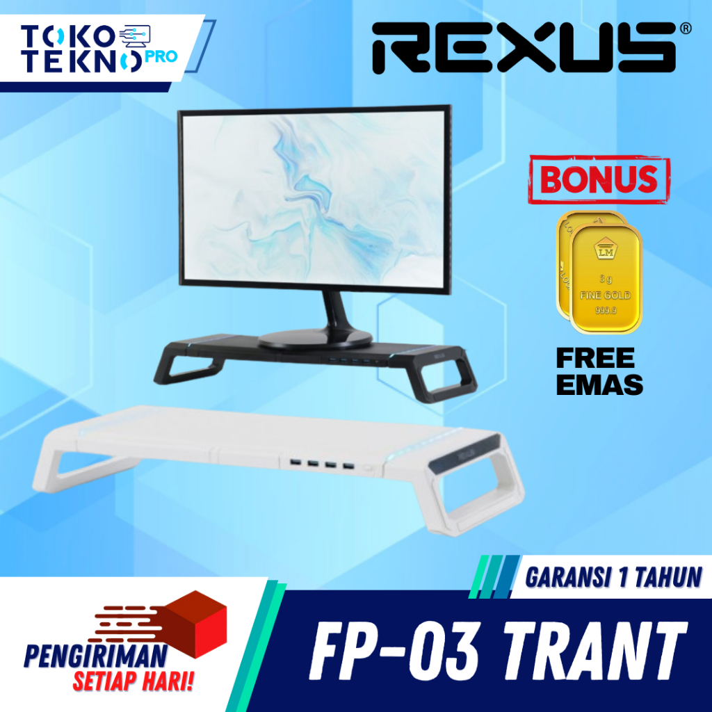 Jual Rexus FP03 FP-03 Trant Monitor Stand RGB LED with USB 3.0 | Shopee ...