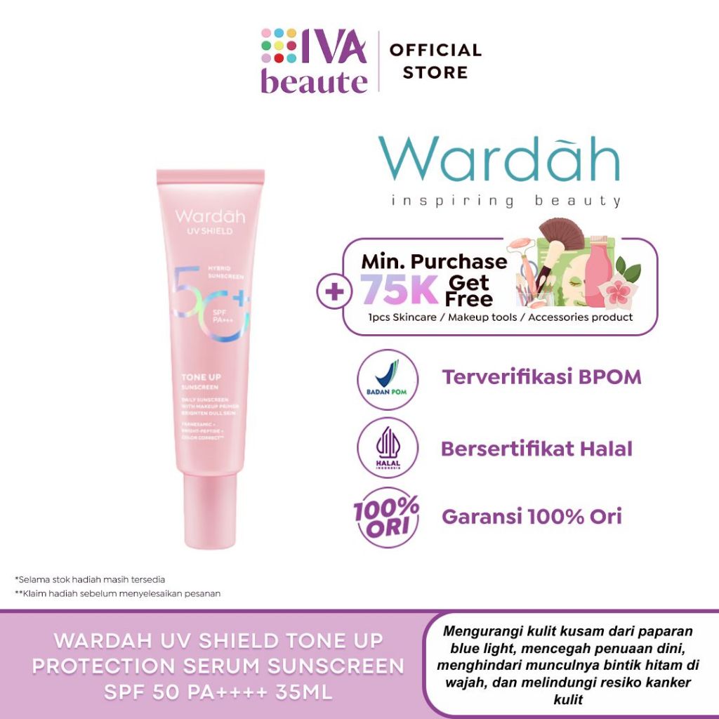 Jual Wardah UV Shield Tinted Tone Up Sunscreen SPF 50+ PA+++ 30 ml | Shopee Indonesia