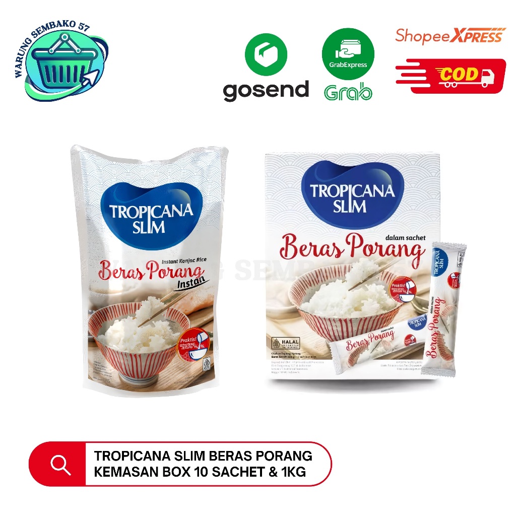 Jual Tropicana Slim Beras Porang Kemasan 1kg & Instant Box 10 sachet ...