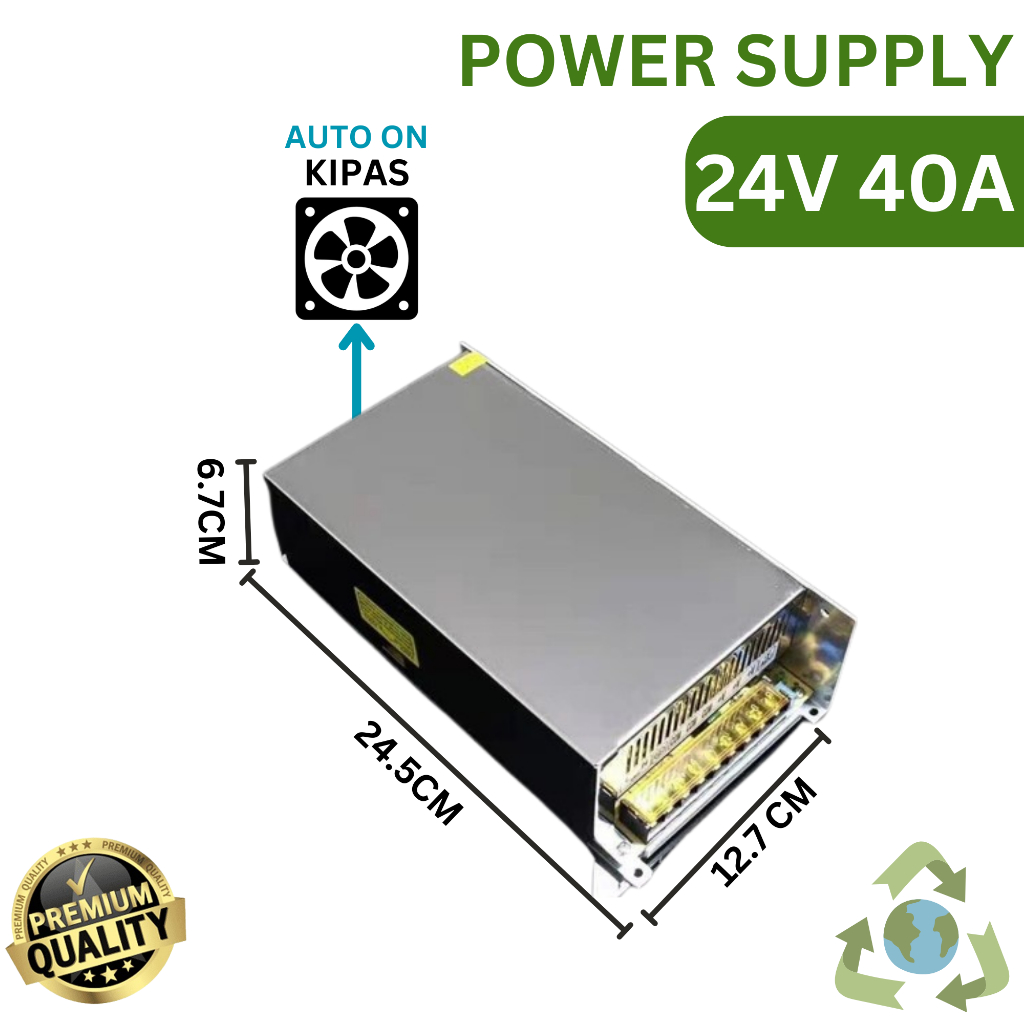 Jual Switching Power Supply PSU 24V 40A High Quality, 24 Volt 40 Ampere Cooling Fan Adaptor SMPS ...
