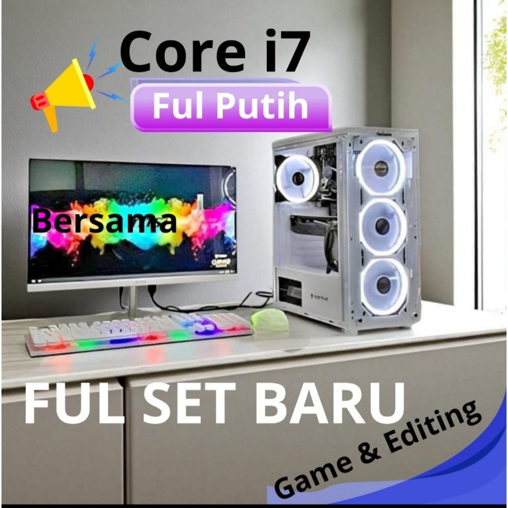 Jual PC Gaming editing core i7 Ram 16 gb Ssd 512gb Hdd 500 gb Monitor ...