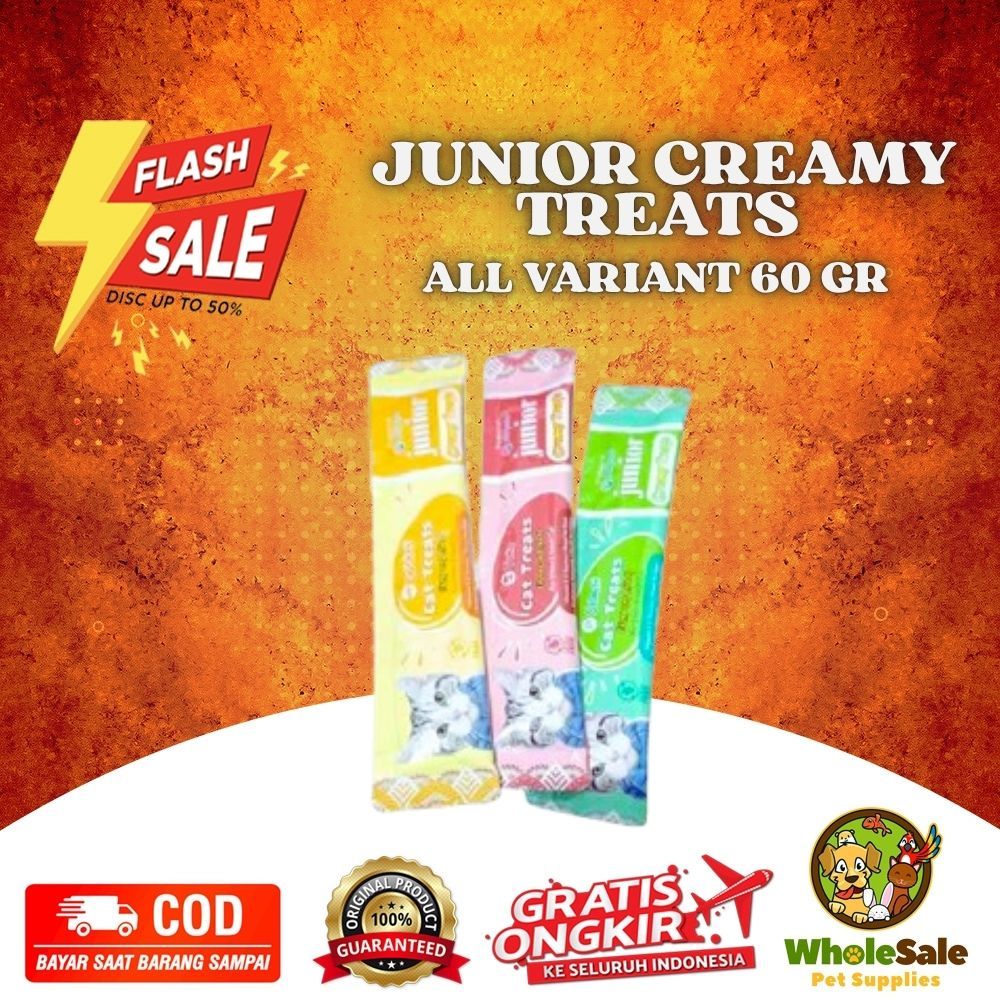 Jual Junior Creamy Treats all varian Snack kucing kitten & adult 60gr ...