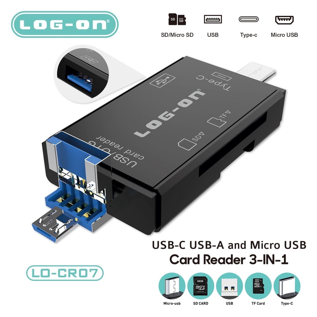 Jual OTG / CARD READER LOG ON CR06 - CR07 4 IN 1 3 IN 1 | Shopee Indonesia