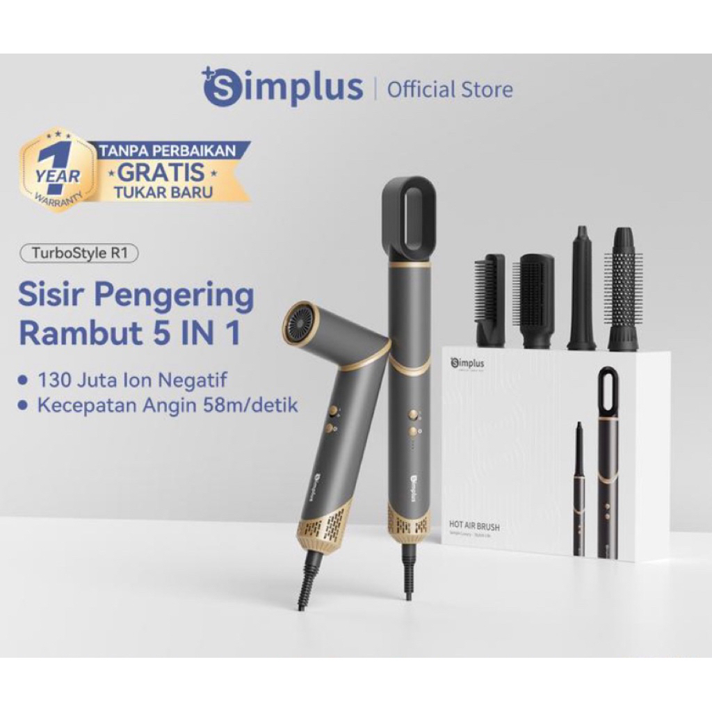 Jual SIMPLUS PINK - AIRIS Hair Dryer Brush 5-in-1 Dengan 130 Juta Ion Negatif Multifunctional ...