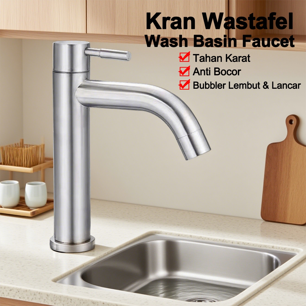 Jual Kran Wash Basin Faucet Stainless Hitam Toilet Kamar Mandi Wastafel ...