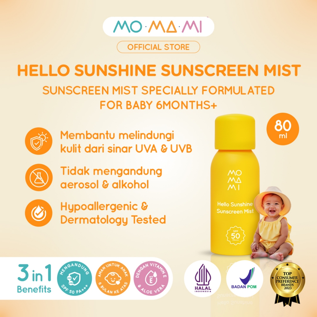 Jual Momami Hello Sunshine Sunscreen Mist 80ml - Spray Untuk Anak Bayi ...