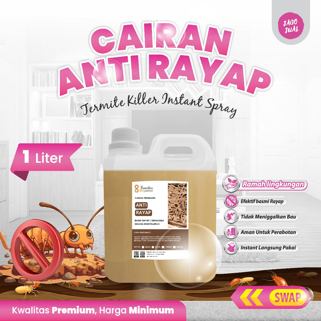 Jual Cairan Obat Anti Pembasmi Rayap Kemasan Refill 1 LIter Jerigen ...