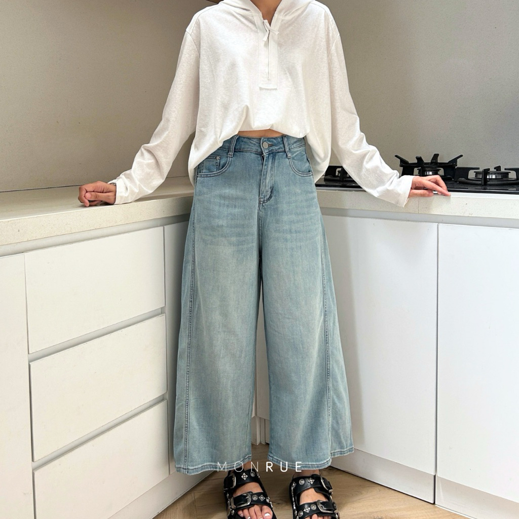 Jual MONRUE Reika Stretch Loose Cropped Jeans | Shopee Indonesia