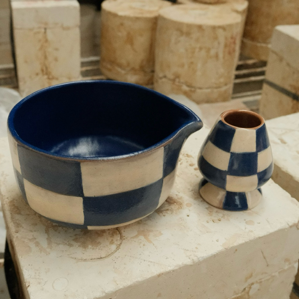 Jual Matcha Bowl Set — Checker blue | Shopee Indonesia